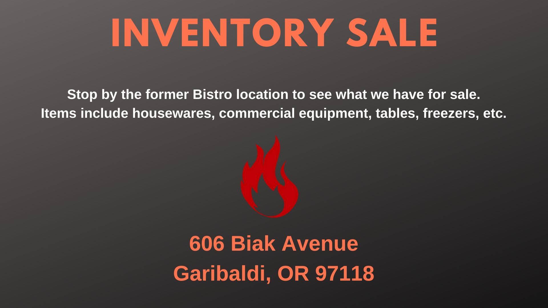 Inventory Sale at Old Location | Garibaldi Portside Bistro